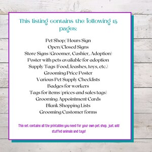 Pet Shop Pretend Play Printables - Etsy