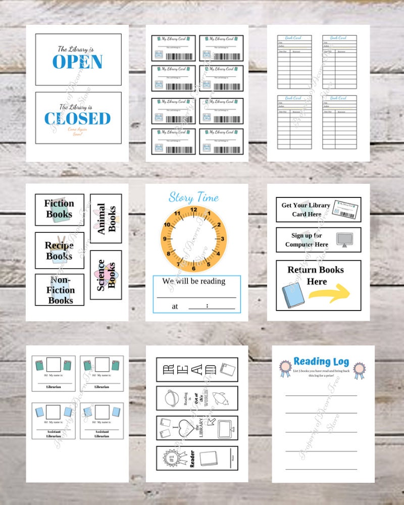 Library Pretend Play Printable Set - Etsy