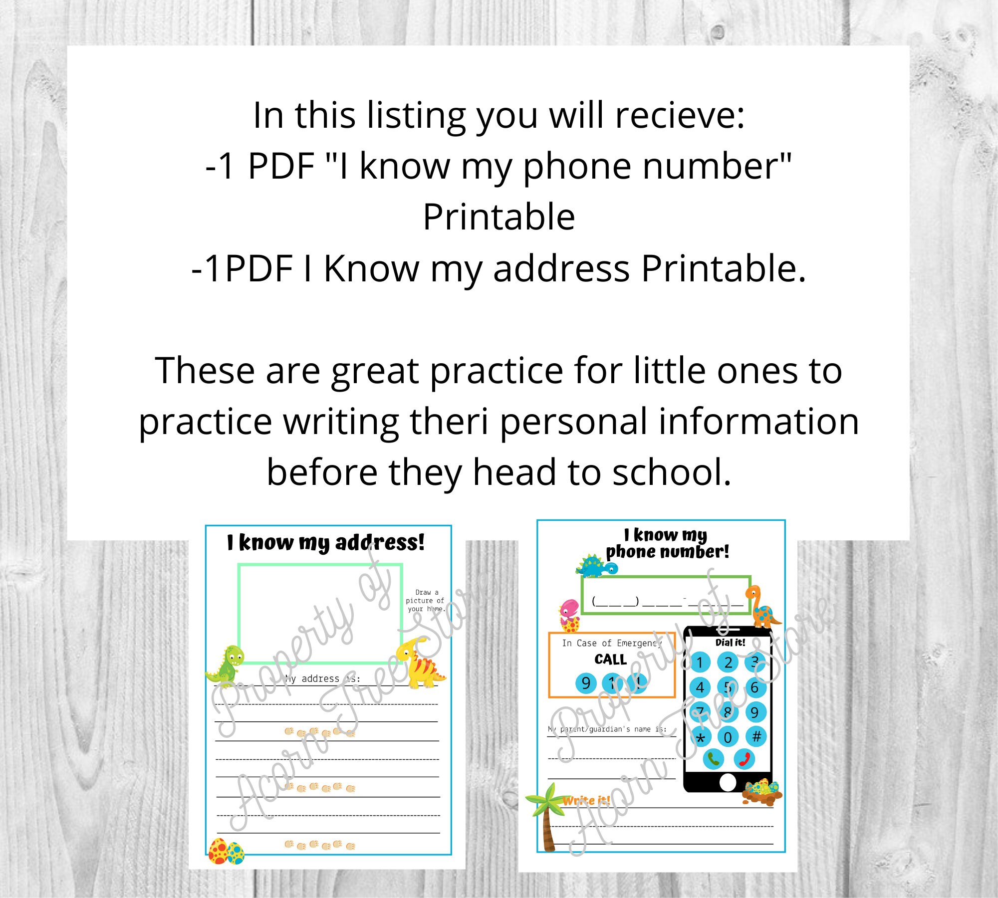 I Know My Address / Phone Number Printables - Etsy