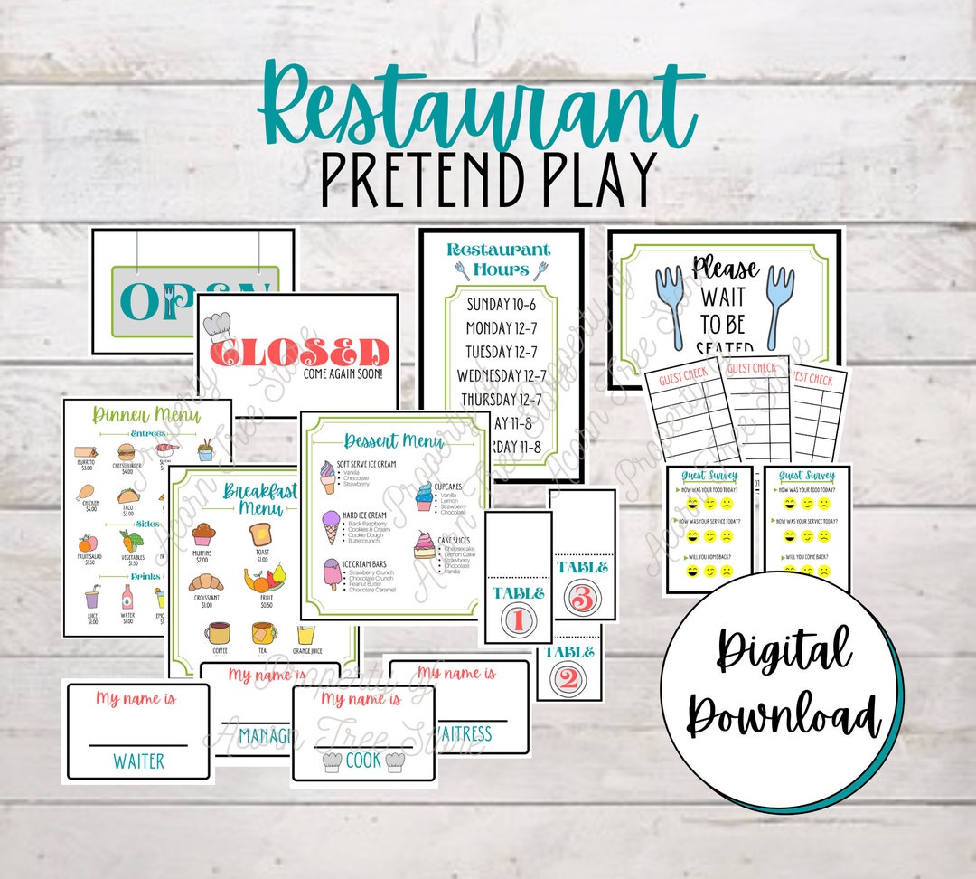 Restaurant Pretend Play - Etsy