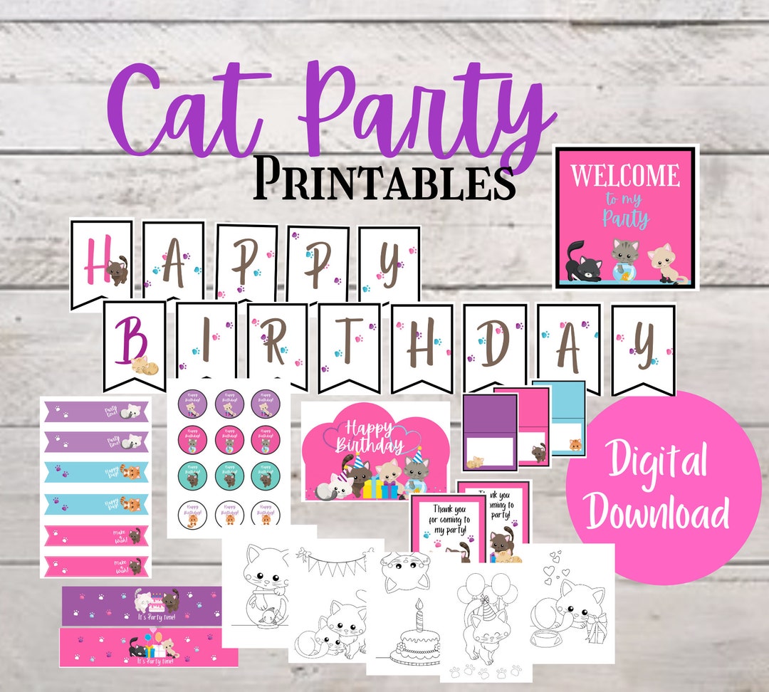 Kitty Cat Party Printables - Etsy