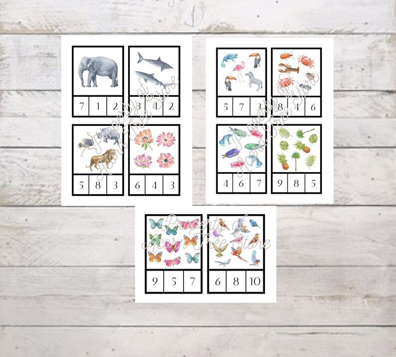 Watercolor Count and Clip Cards - Etsy