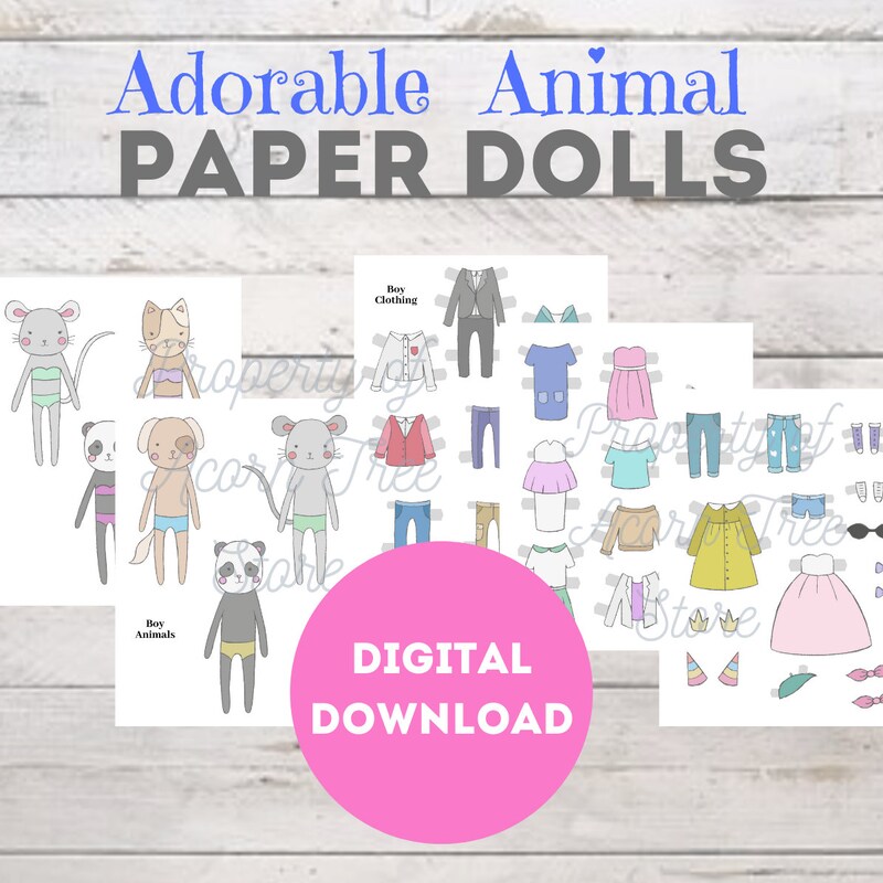 Animal Paper Dolls - Etsy