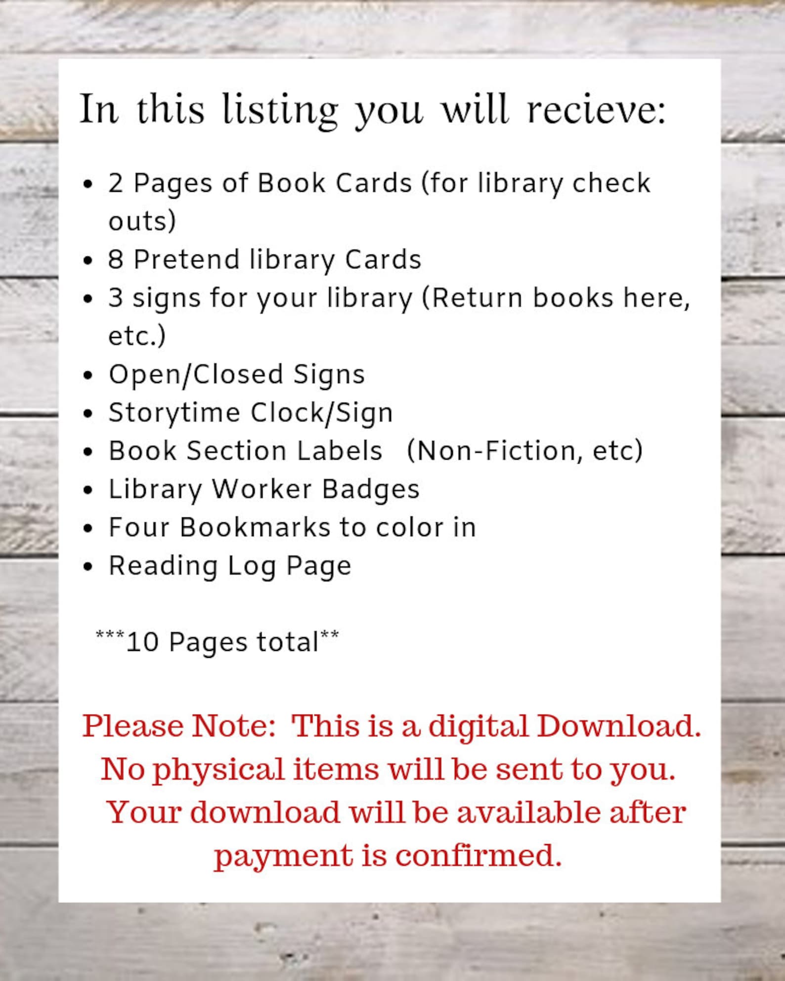 Library Pretend Play Printable Set - Etsy