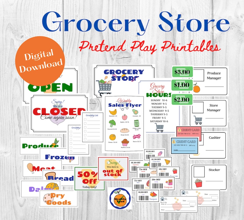Grocery Store/ Market Pretend Play Printable Set - Etsy