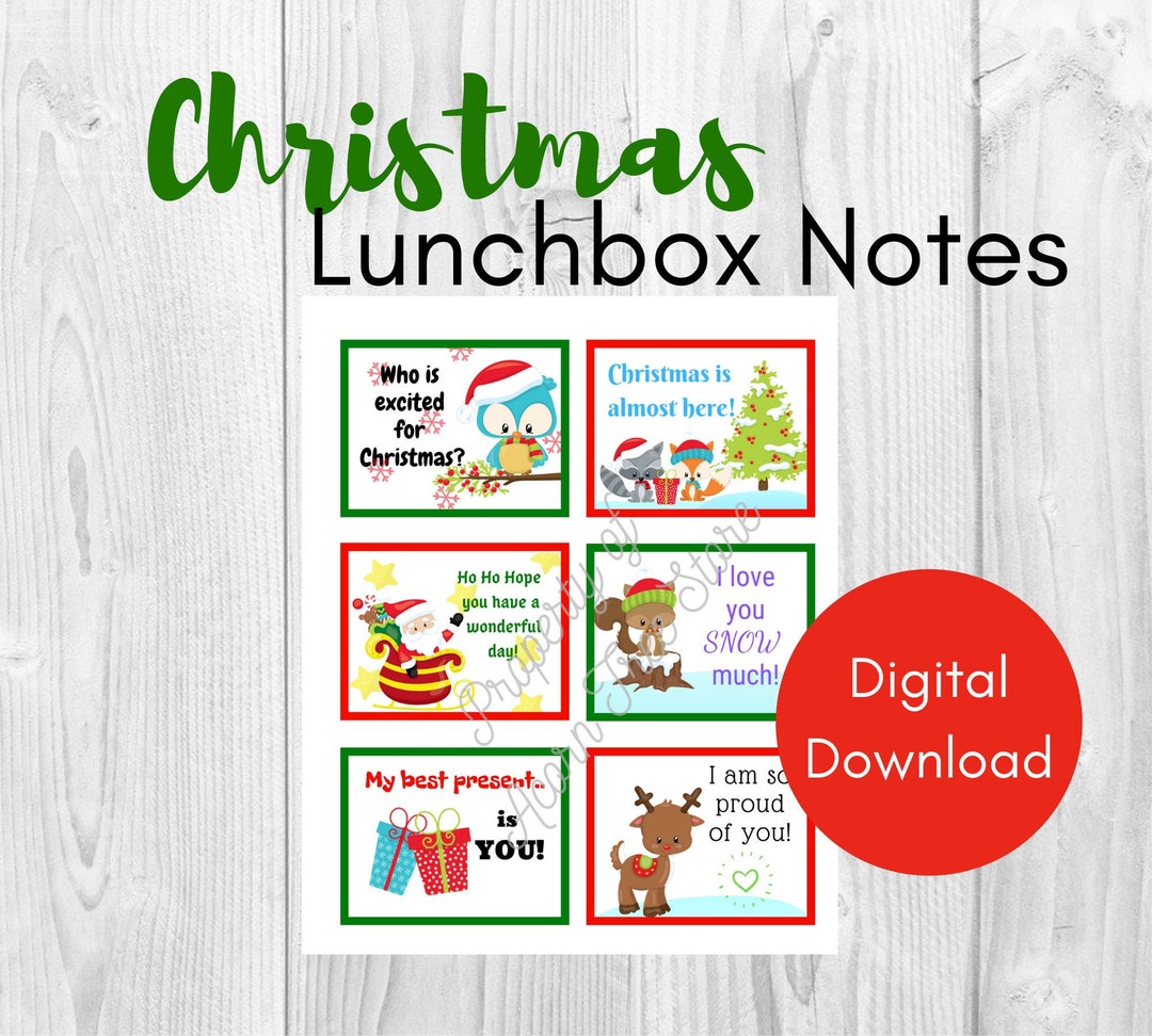 Christmas Lunch Box Notes - Etsy