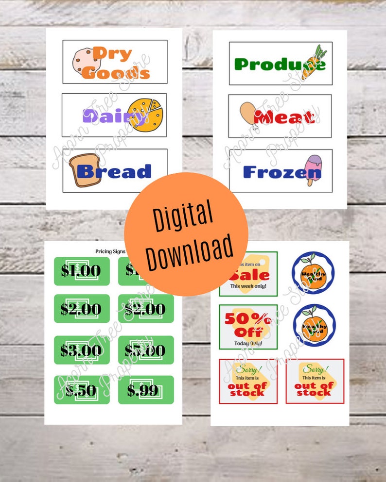 Grocery Store/ Market Pretend Play Printable Set | Etsy