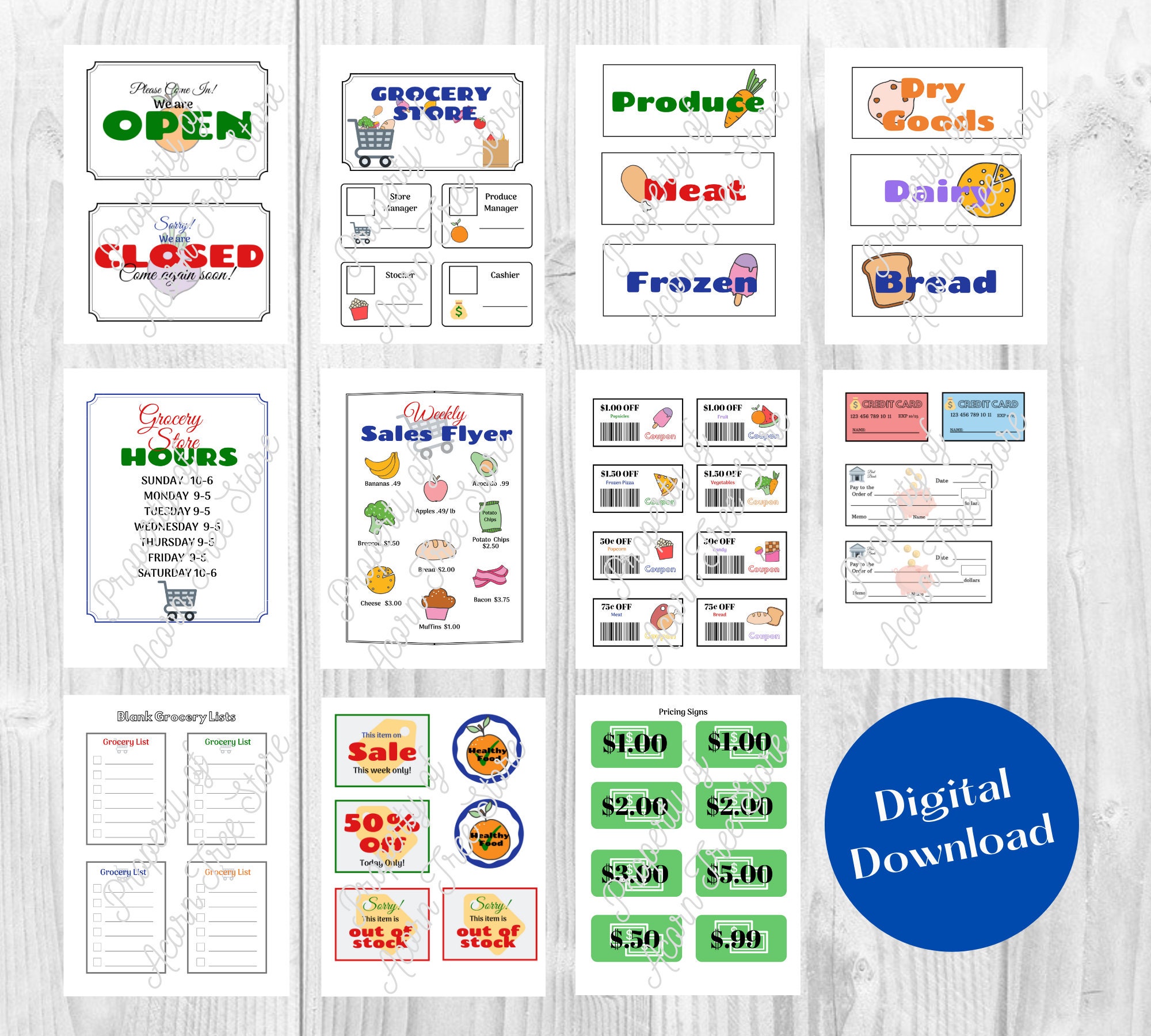 Grocery Store/ Market Pretend Play Printable Set - Etsy