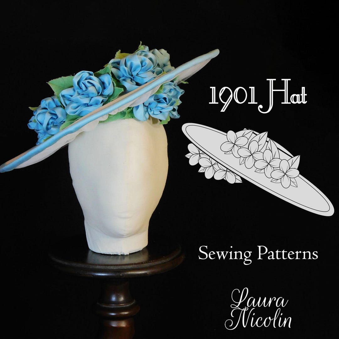 1901 Edwardian Hat PDF Sewing Patterns, Victorian Floral Hat, Victorian ...