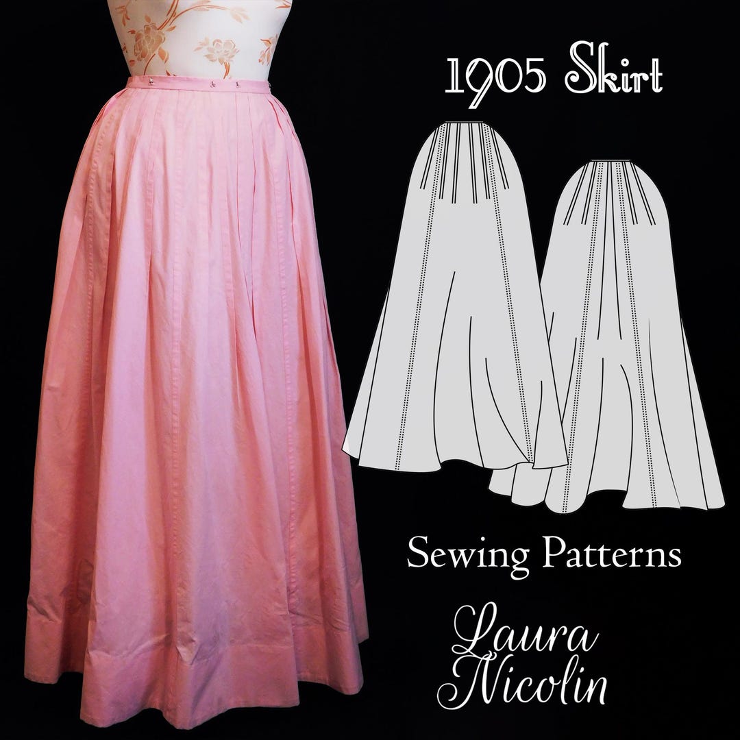 1905 Edwardian Skirt, Seven Gored Skirt, PDF Sewing Patterns, Edwardian ...