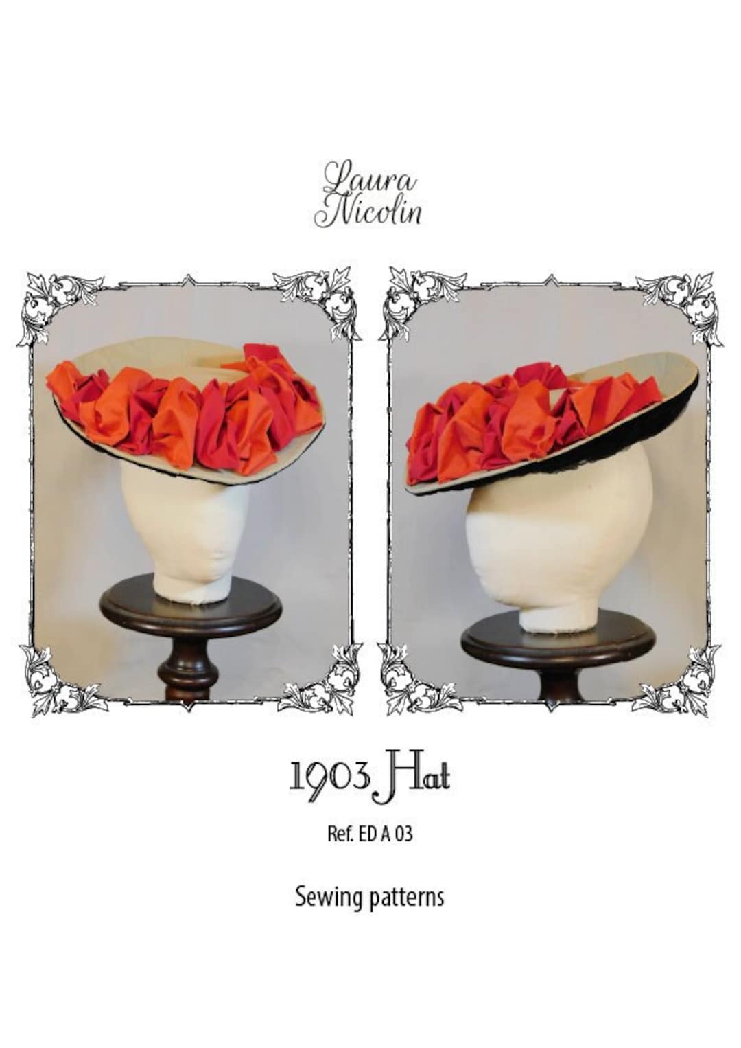 1903 Edwardian Hat PDF Sewing Patterns, Victorian Floral Hat, Victorian ...