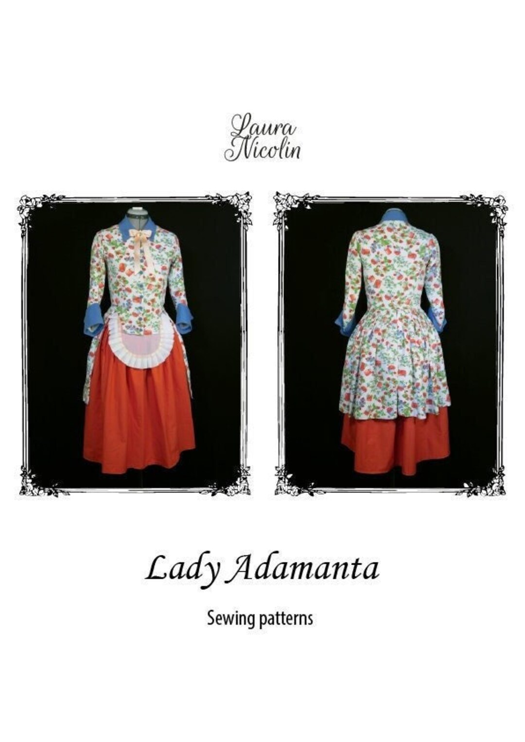 1780s Fantasy Redingote Dress Pattern, Medieval Fantasy Dress, Fantasy ...