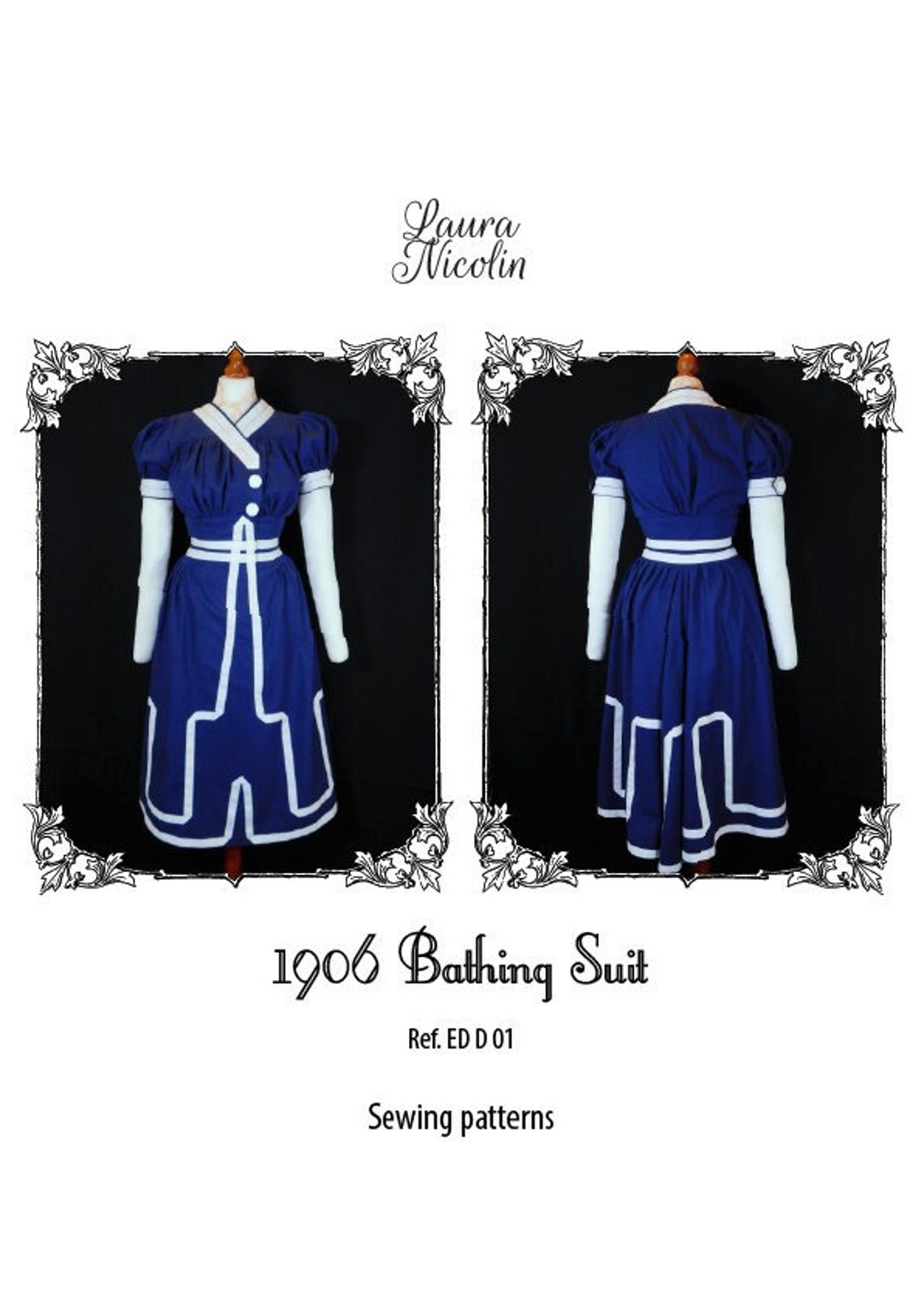 1906 Bathing Suit Edwardian Sewing Pattern, Edwardian Swimming Suit ...