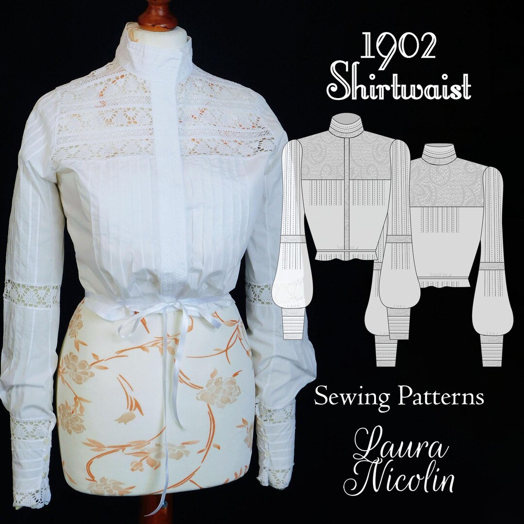 1902 Edwardian Summer Shirtwaist, Digital Download Victorian Blouse ...