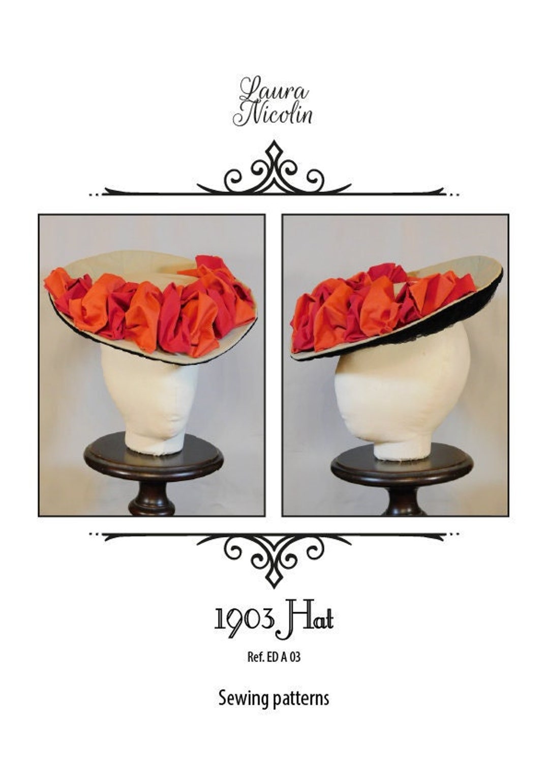 1903 Edwardian Hat PDF Sewing Patterns, Victorian Floral Hat, Victorian ...