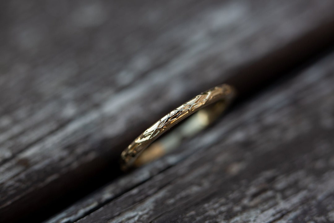 14k Gold Crown of Thorns Band 4mm Wide Band, Unic Hand Made Unisex Band ...