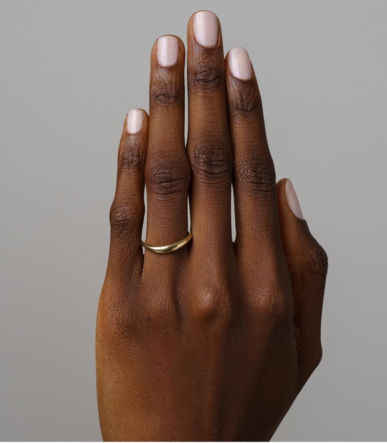 Small Melt Ring, 14k Solid Gold Curved Solitaire Ring Elegant Wedding Band for Women, Minimalist ...