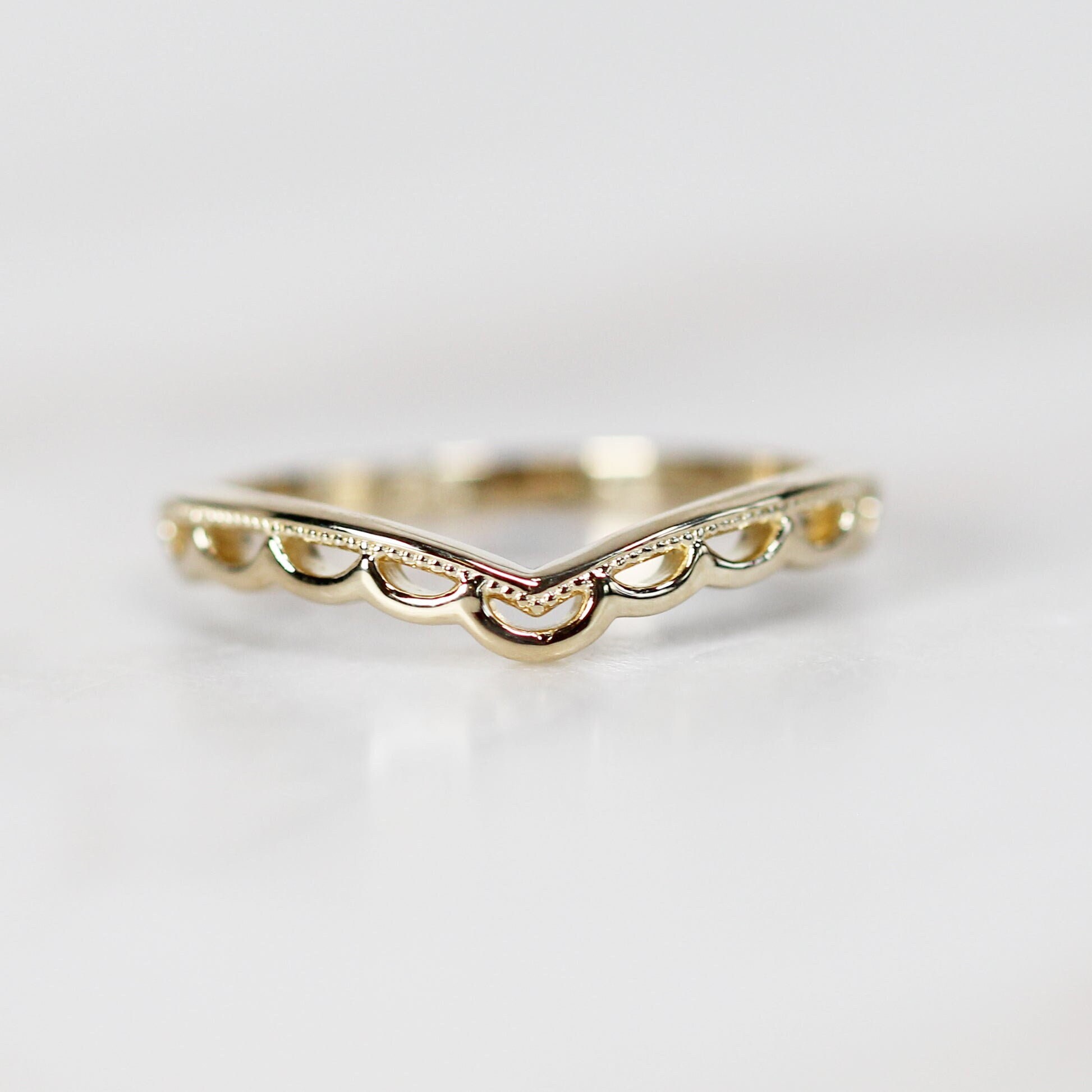 Chevron Wishbone Gold Ring, Elegant Wedding Band, Dainty Stacking ...