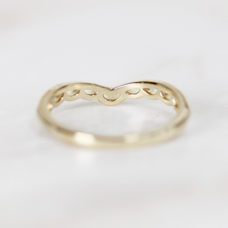 Chevron Wishbone Gold Ring, Elegant Wedding Band, Dainty Stacking ...