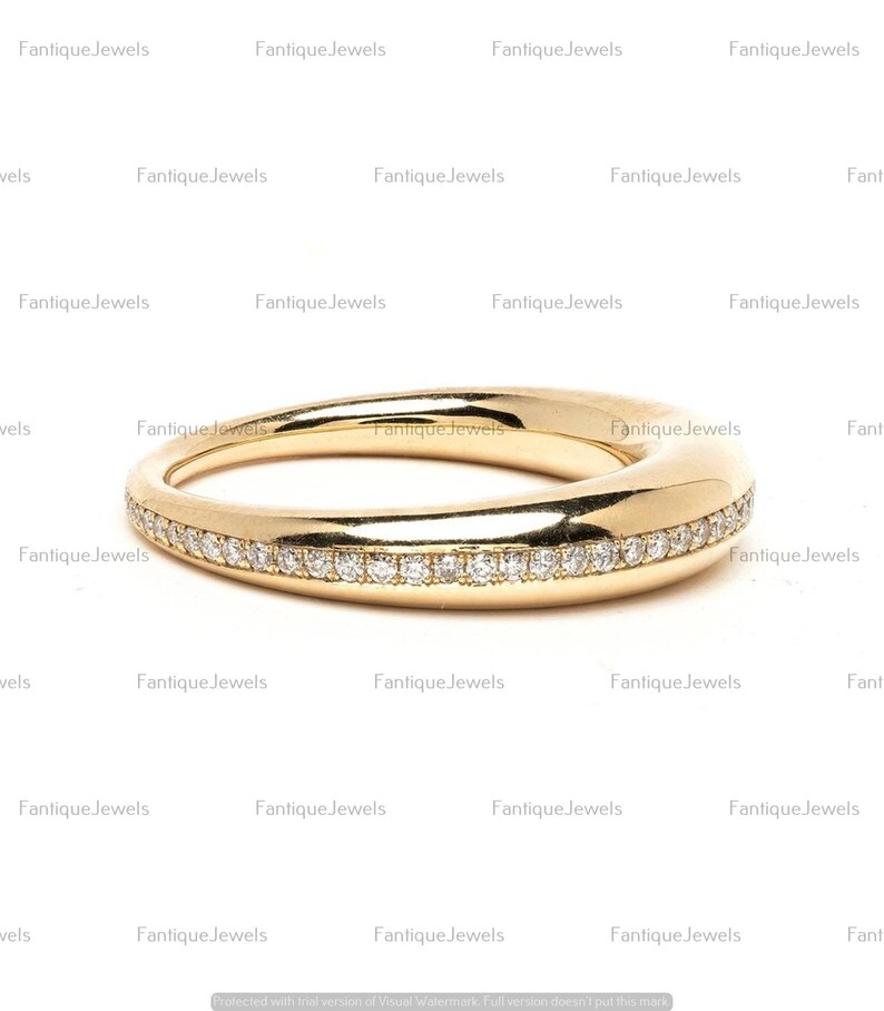 Knife Edge Gold Wedding Band, Hidden Pave Diamond Ring, Chunky Tapered ...