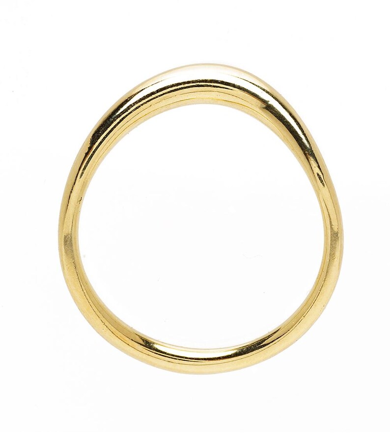 Small Melt Ring, 14k Solid Gold Curved Solitaire Ring Elegant Wedding Band for Women, Minimalist ...