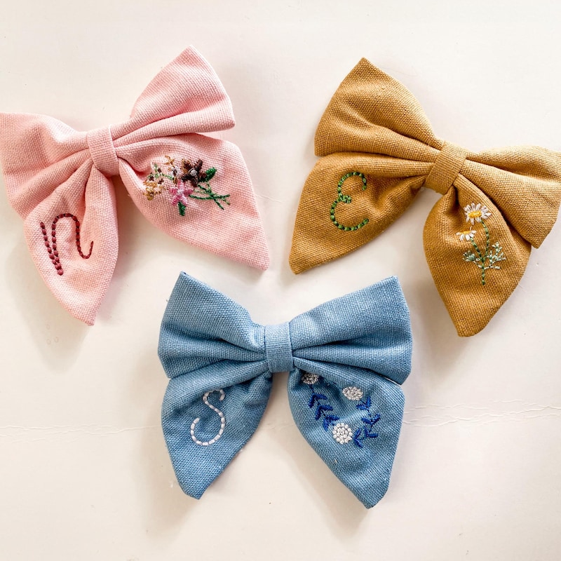Embroidered Bow - Etsy