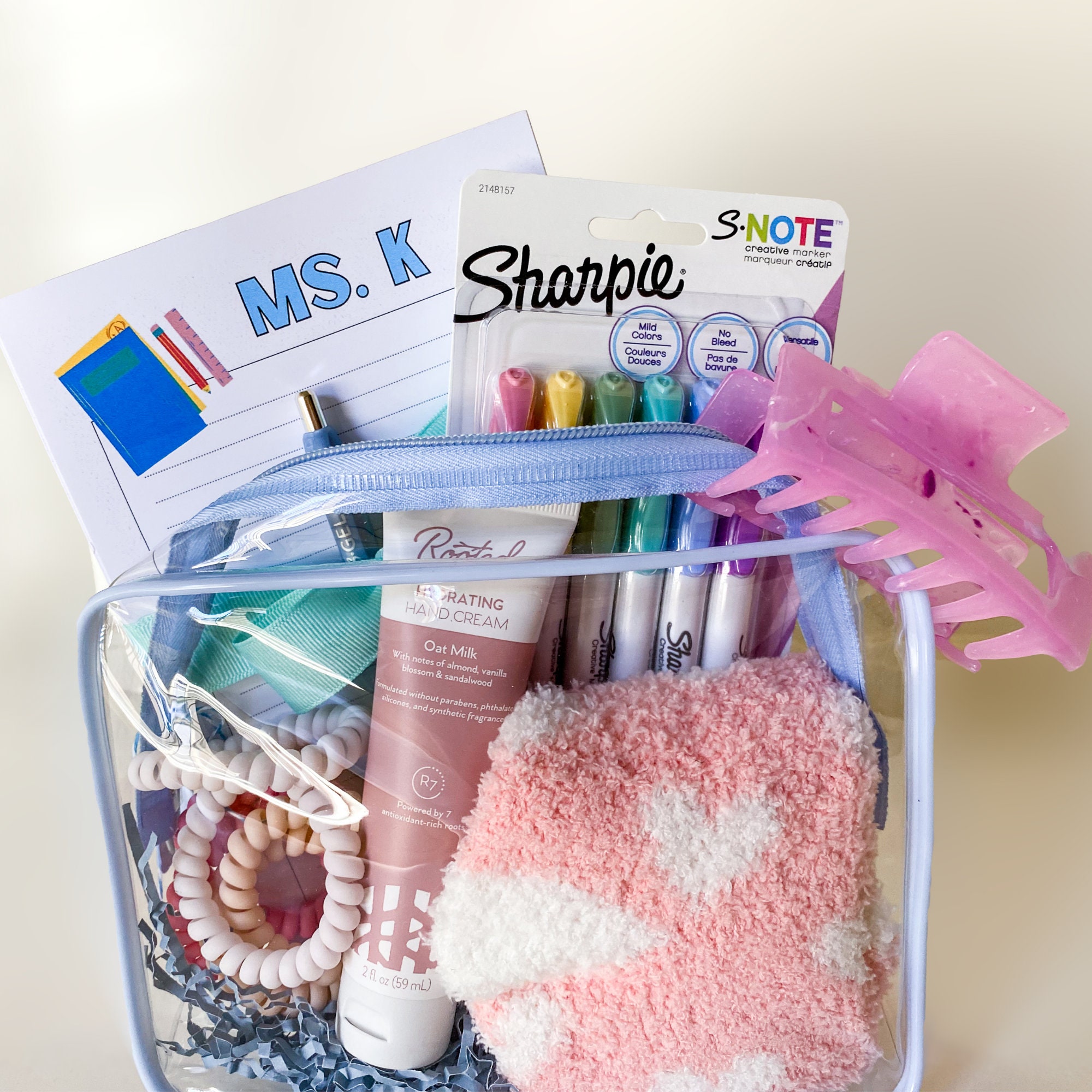 Personalized Teacher Gift Set, Custom Notepad, Sharpies, Fuzzy Socks - Etsy