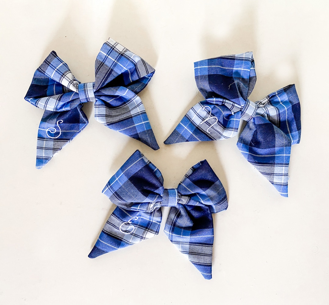 Custom Uniform Hair Bow, Monogrammed Bow to Match Any School Uniform ...