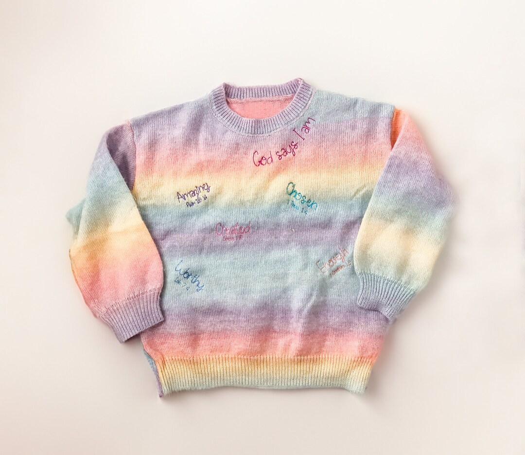 Girl's Bible Verse Affirmation Sweater, Embroidered Verses, Birthday ...