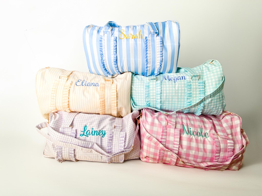 Girls' Monogrammed Duffle Bag: Pastel Sleepover Bag - Etsy