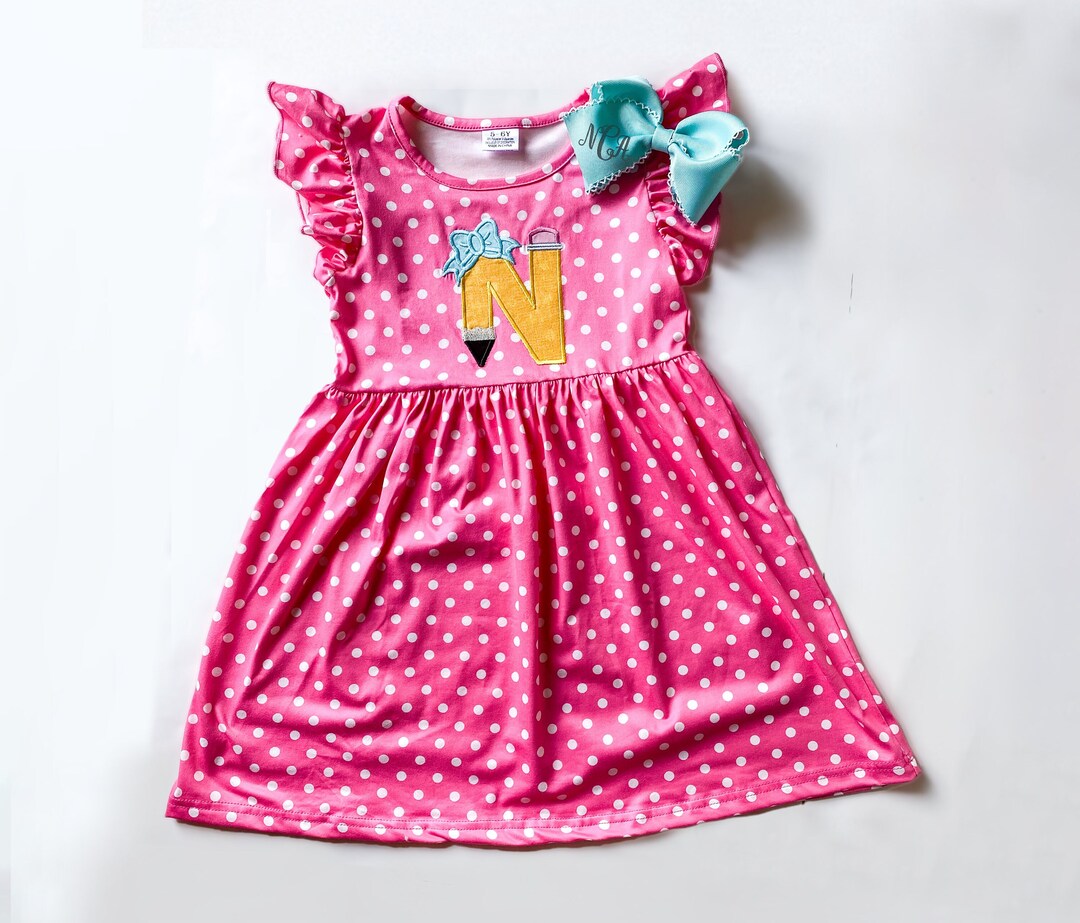Monogrammed Back to School Dress With Bow: Embroidered School Outfit - Etsy