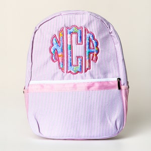 Kids Seersucker Monogrammed School Backpack, Patterned, Cute, Back to ...
