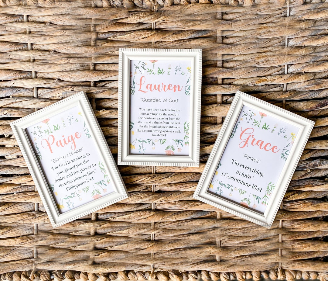 Personalized Name Meaning Framed Print Set – Christian Bible Verse Gift ...