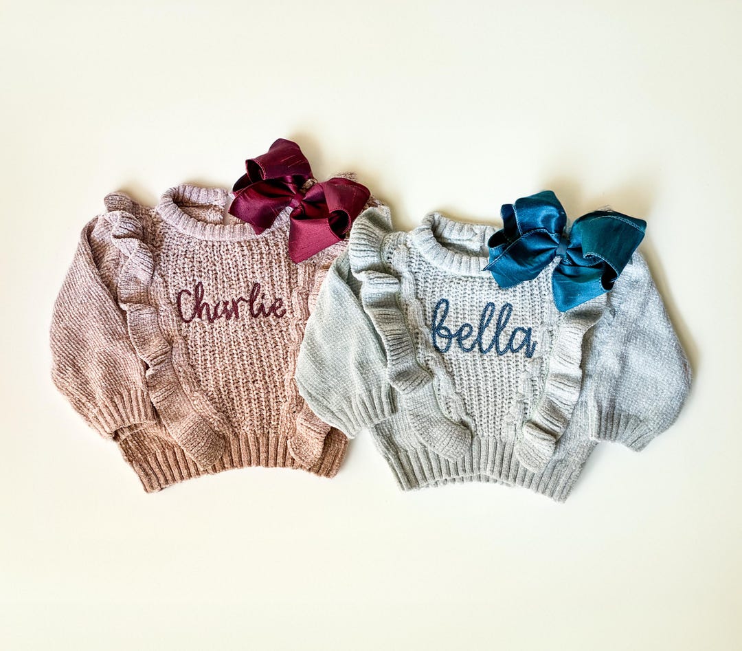 Monogrammed Baby Girl Chunky Knit Sweater, Personalized Name - Etsy