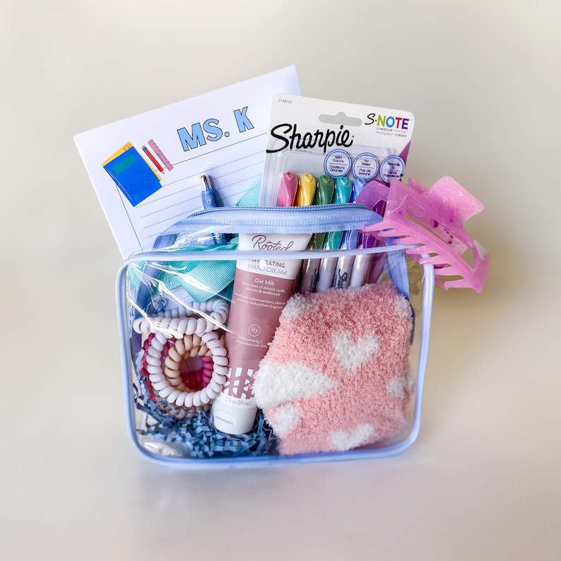 Personalized Teacher Gift Set, Custom Notepad, Sharpies, Fuzzy Socks - Etsy