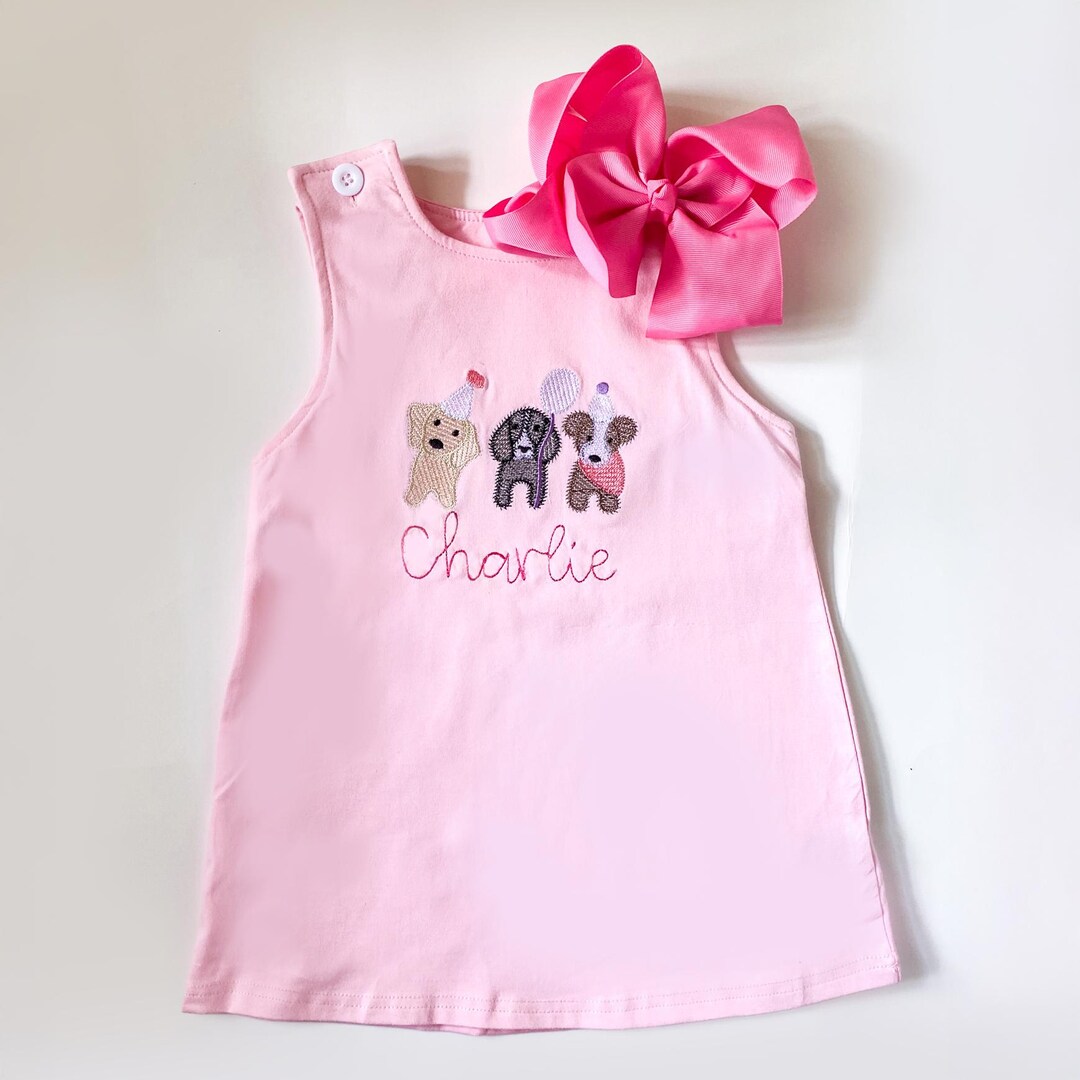 Monogrammed Dog Birthday Dress: Embroidered Cotton Puppy Party Outfit ...