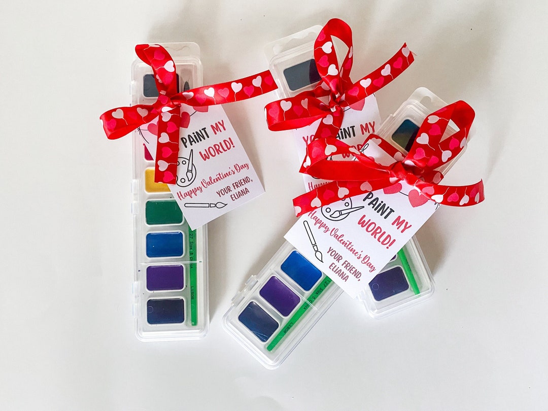 Valentine Watercolor Set: Classroom Gift With Custom Tag (set of 10) - Etsy