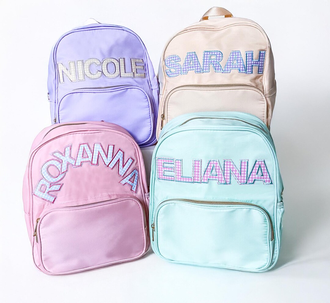 Pastel Monogrammed Backpack: Personalized Nylon Bag, Tween Gift - Etsy