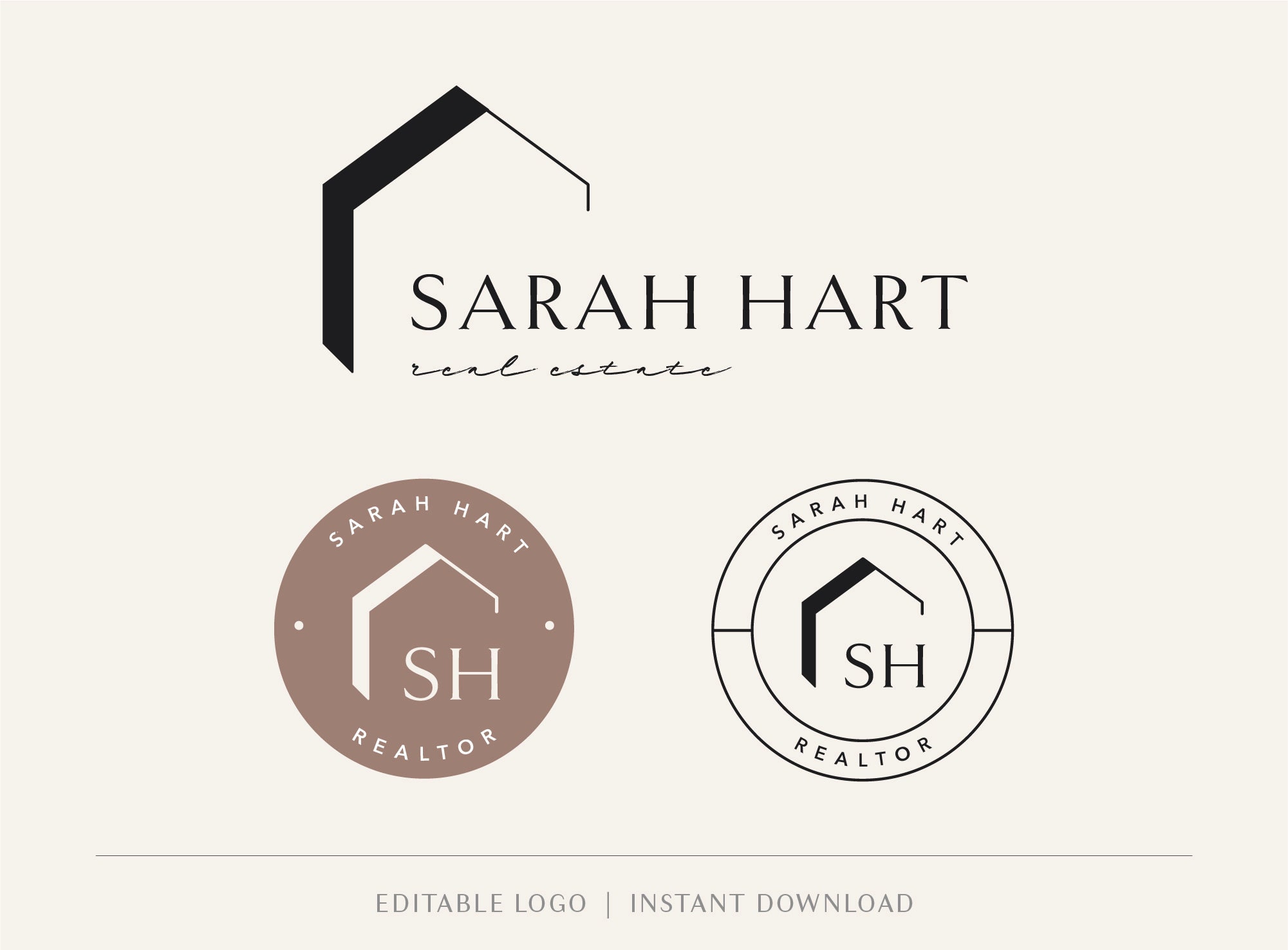 Editable Logo Design, DIY House Logo, Realtor Logo, Real Estate Logo ...
