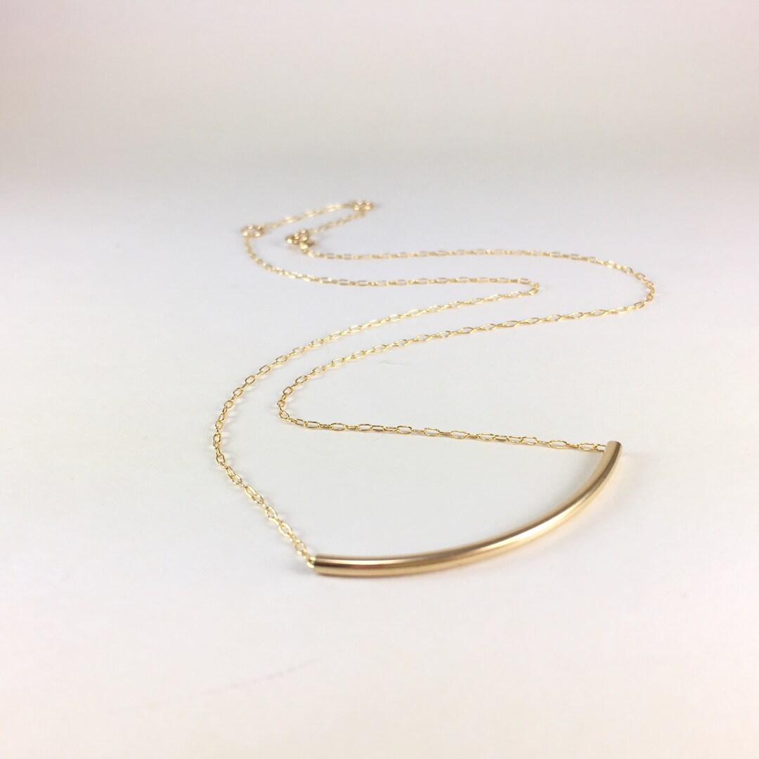 Curved Gold Bar Necklace Sterling Silver Curved Bar 14k Gold Filled ...