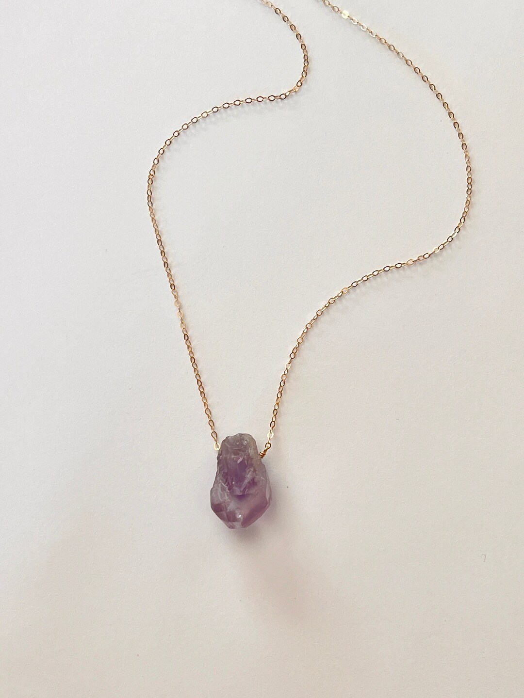 Raw Amethyst Necklace 14k Gold Fill Amethyst Point Necklace, Raw ...