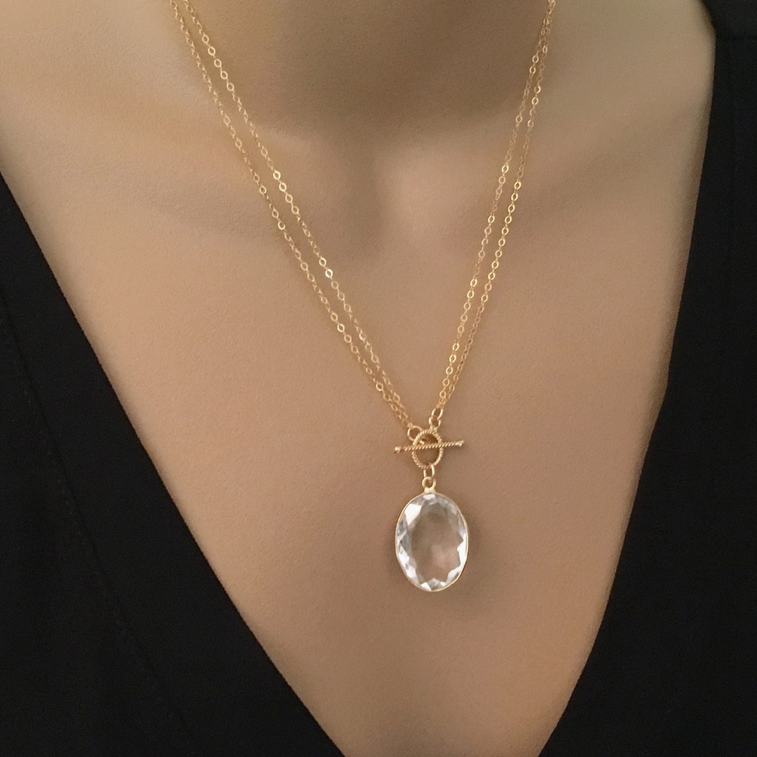 Clear Quartz Necklace Crystal Quartz Pendant Necklace Clear Crystal ...
