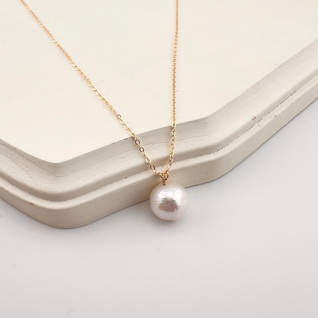 Pearl Solitaire Necklace, Baroque Pearl Pendant Necklace, Classic ...