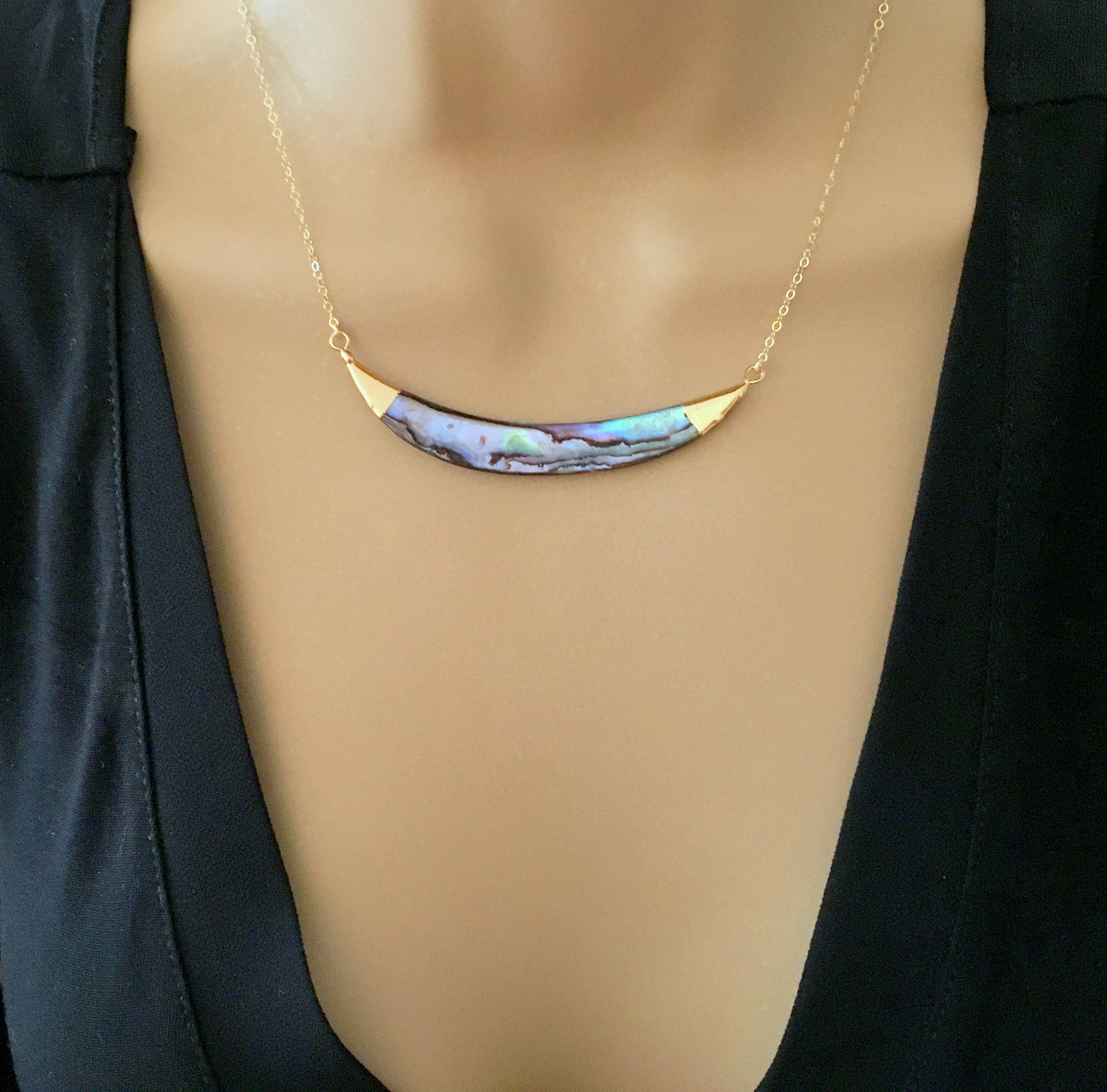 Abalone Necklace Abalone Crescent Necklace Abalone Jewelry - Etsy