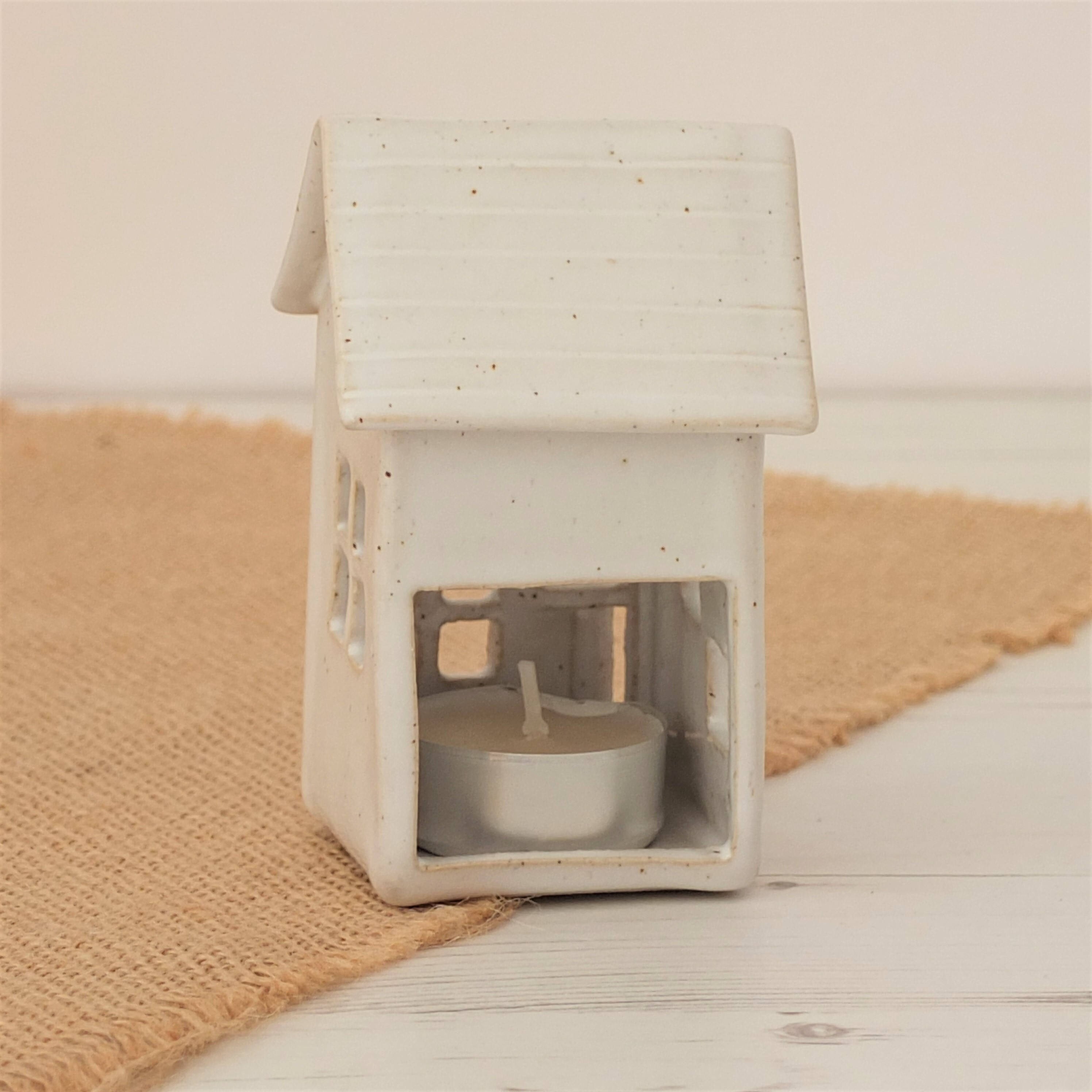 Tealight holder tea light holder ceramic house handmade | Etsy