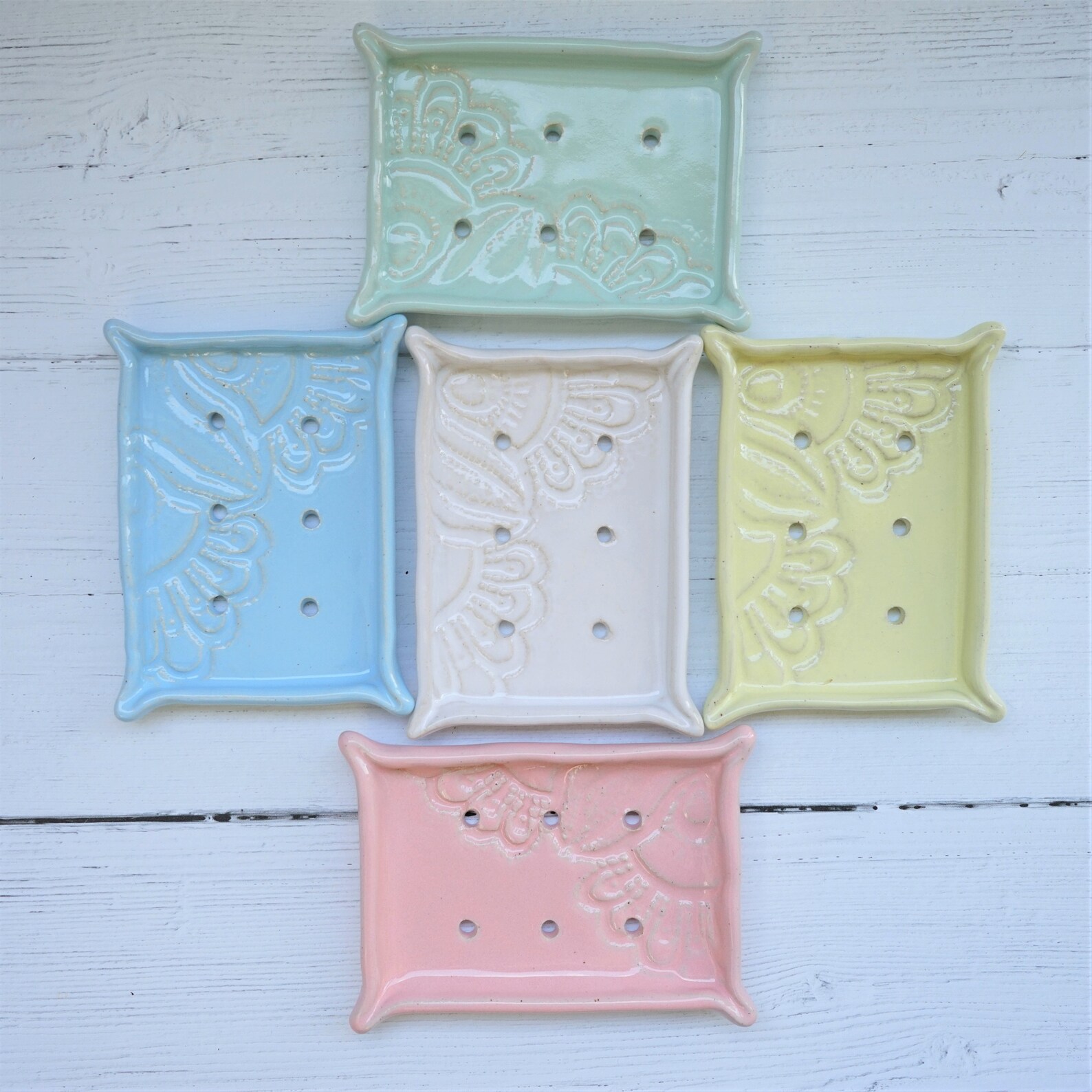 Handmade Ceramic Soap Dish: Lace Print Pottery, Soap Dishes and ...