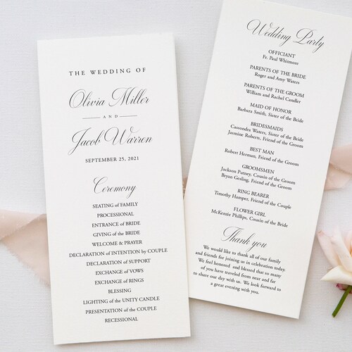 Elegant Wedding Program Template Programs Rustic Printable - Etsy
