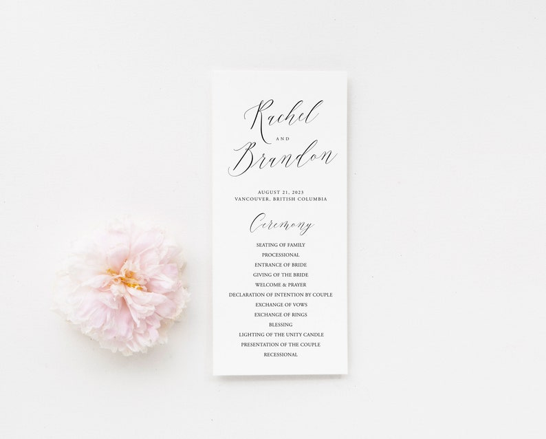 Wedding Program Template Modern Script Program Template - Etsy