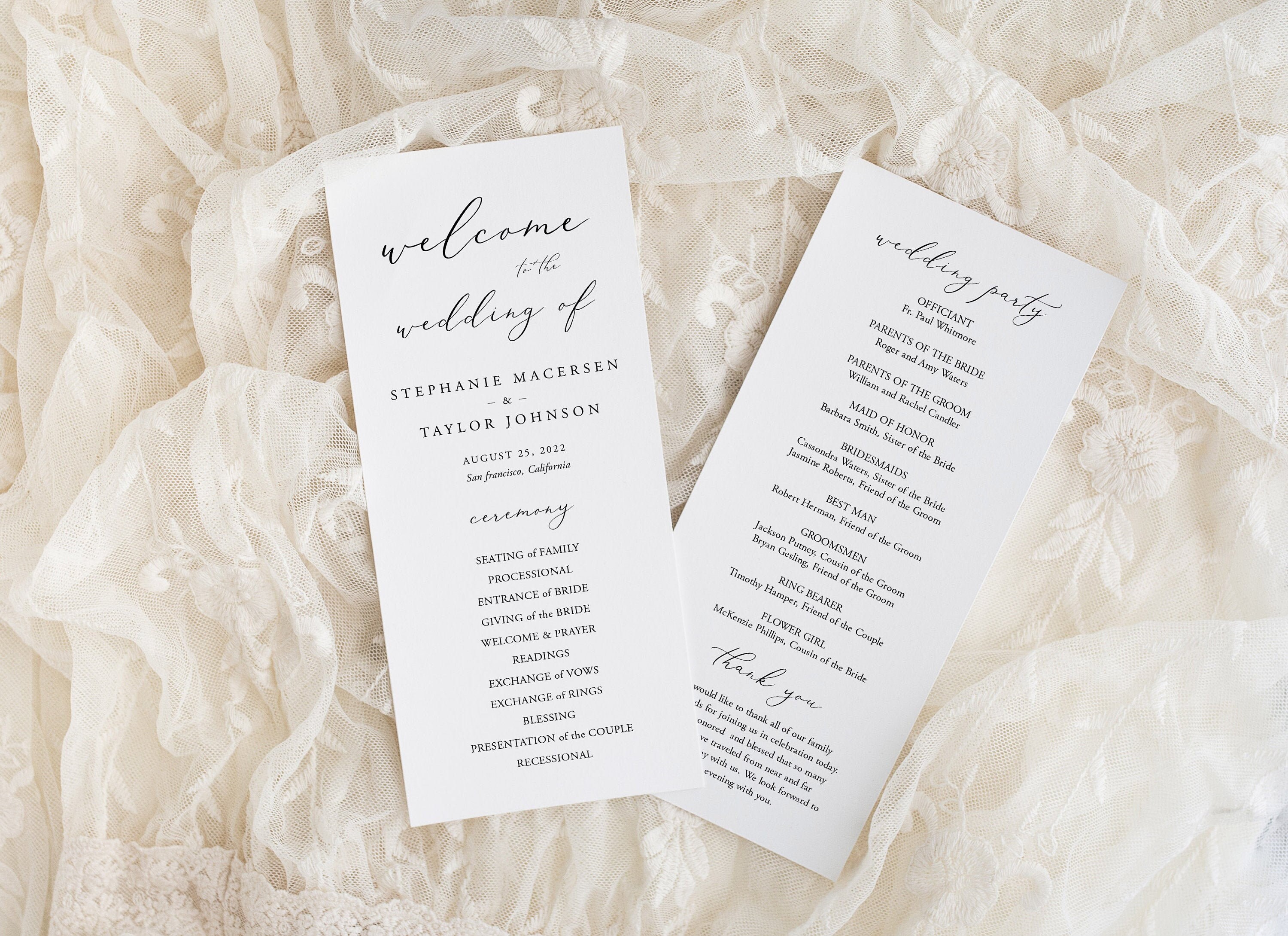 Modern Script Wedding Program Calligraphy Program Template for - Etsy