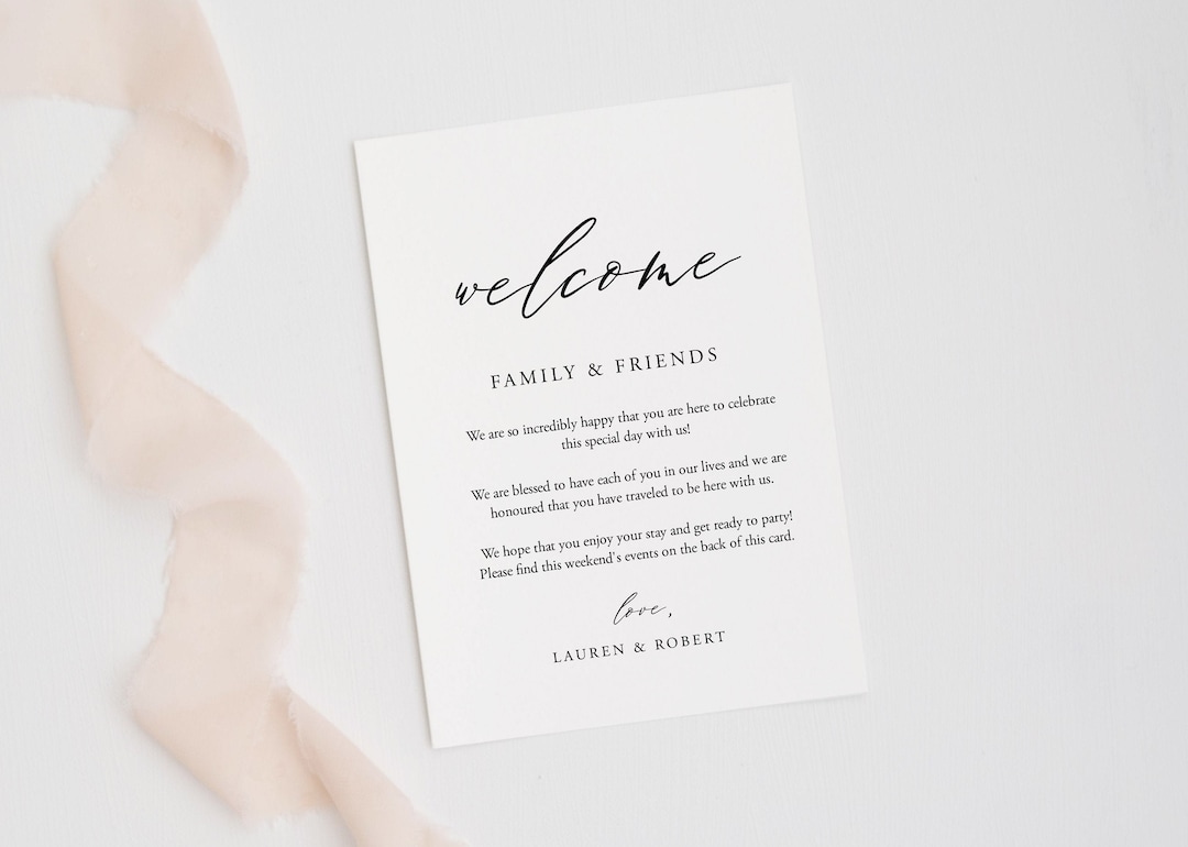 Elegant Welcome Wedding Letter Template Modern Script Wedding Itinerary ...